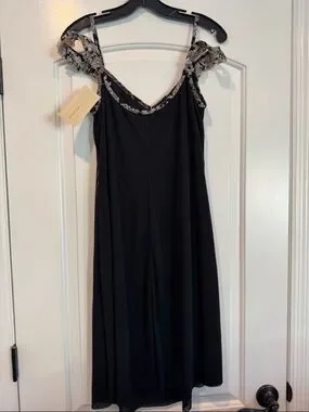 Profile | Dresses | Nwt Profile Black Slip Dress With Snakeskin Trim ...